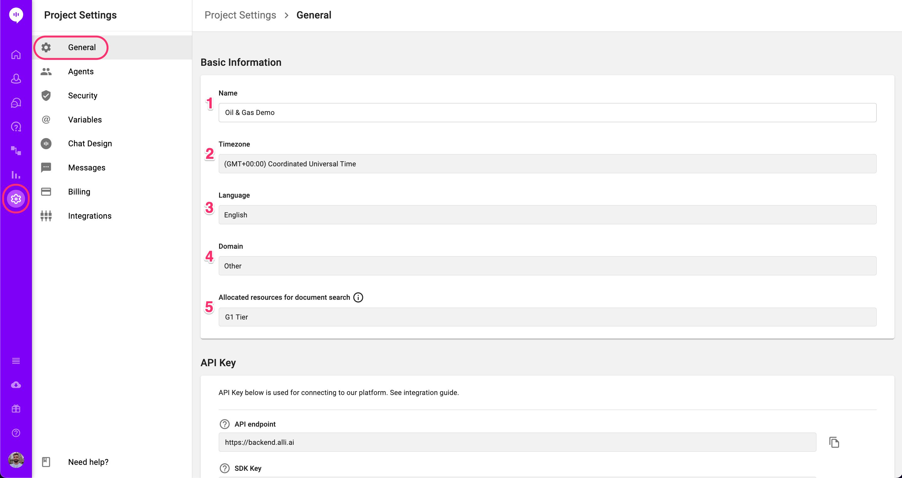 General Settings – Allganize