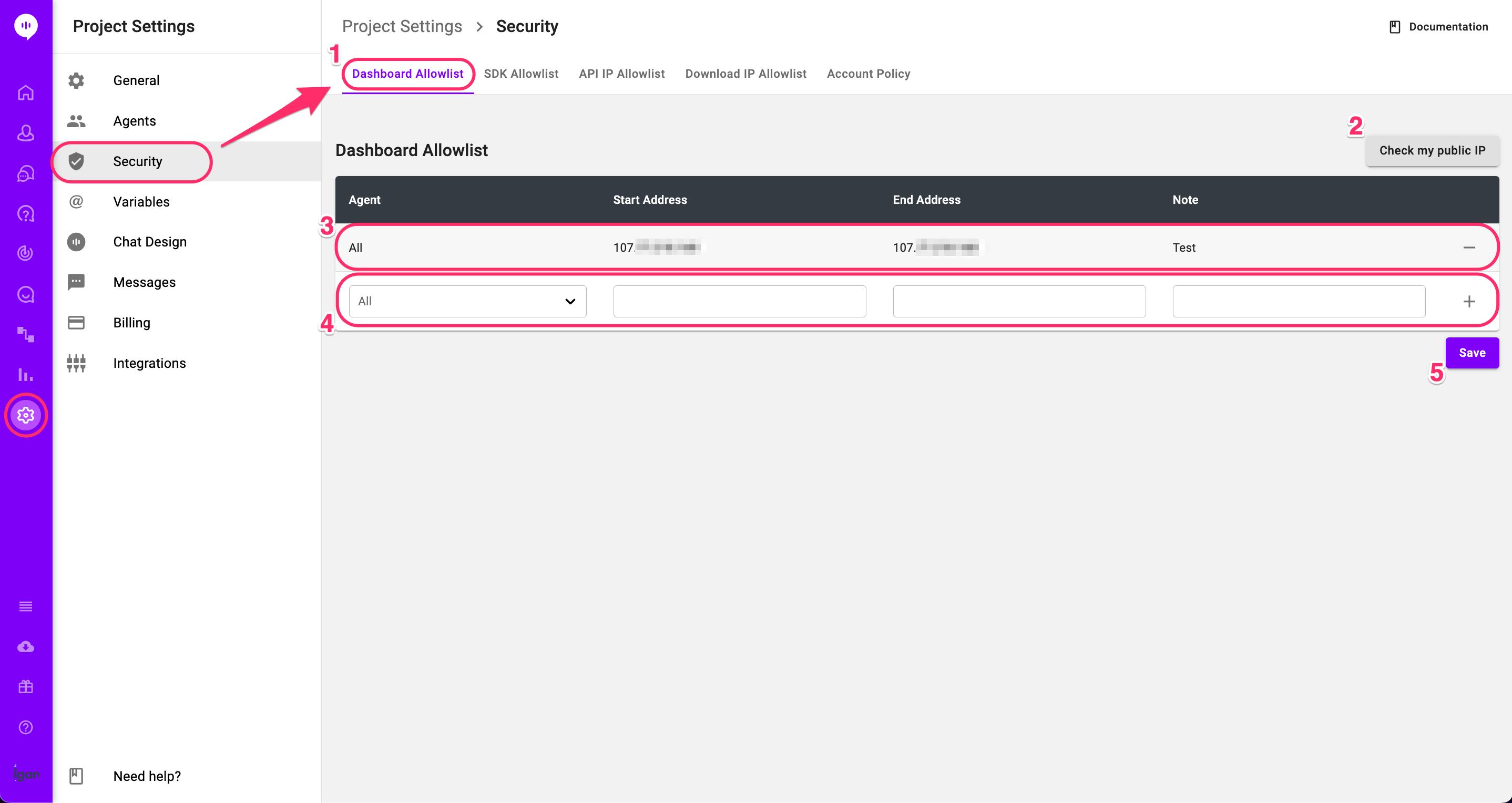 Security Settings – Allganize