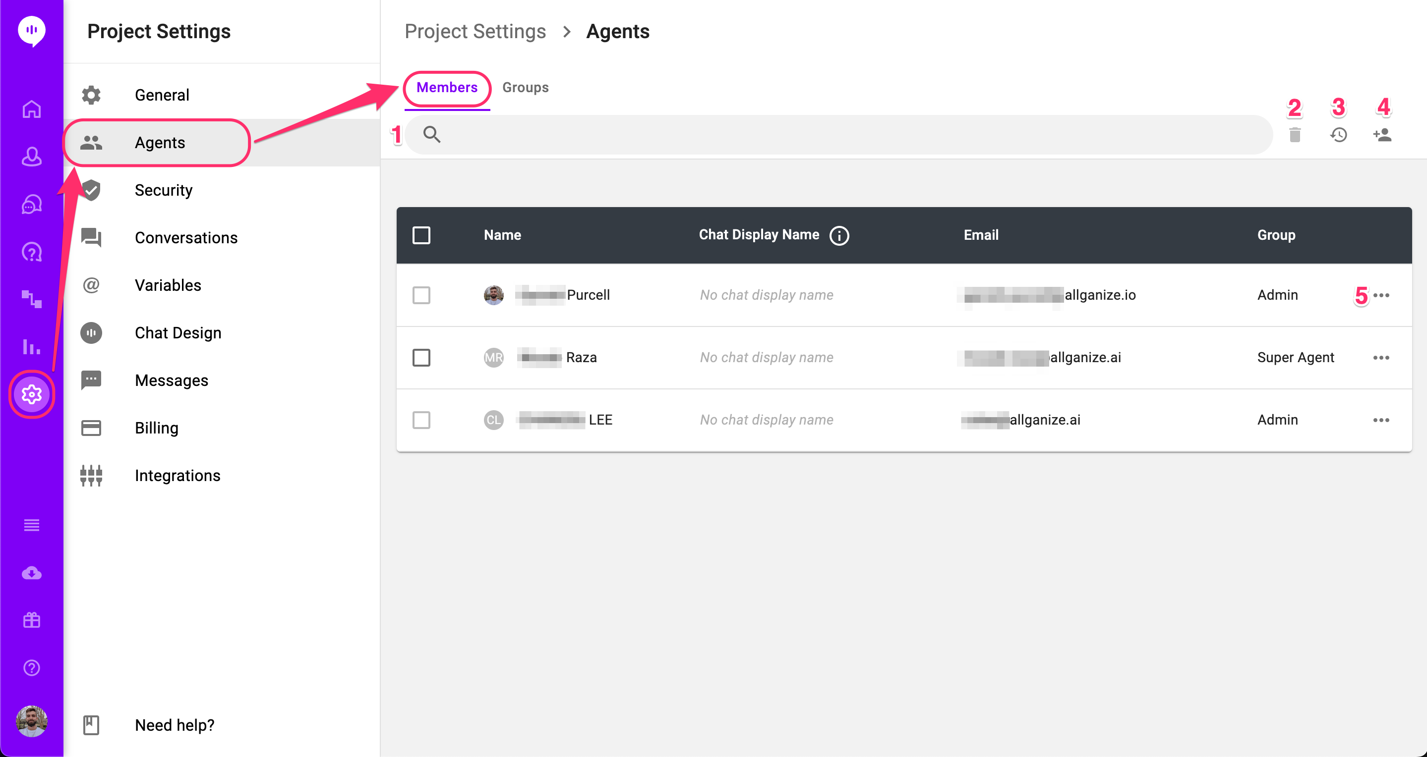 Agent Settings – Allganize