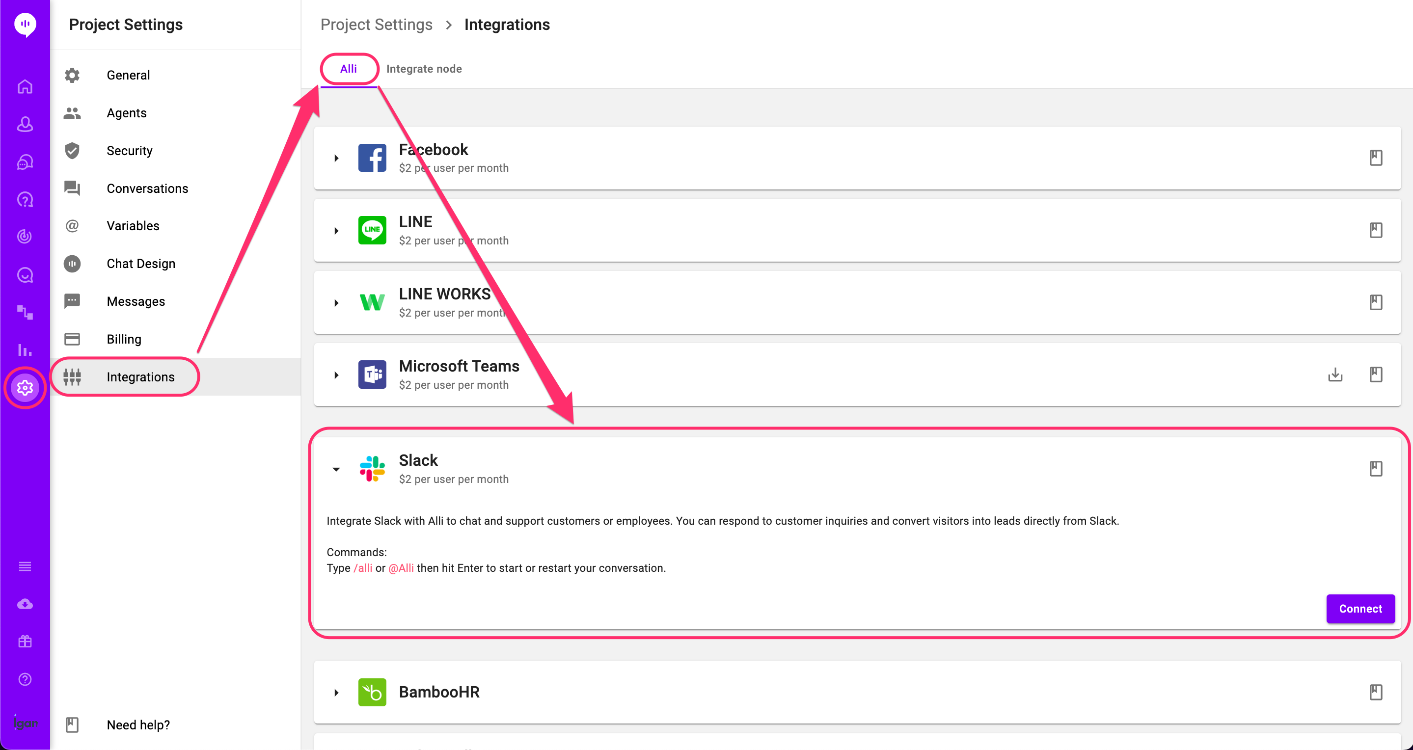 Connect to Slack Using Integration Node – Allganize